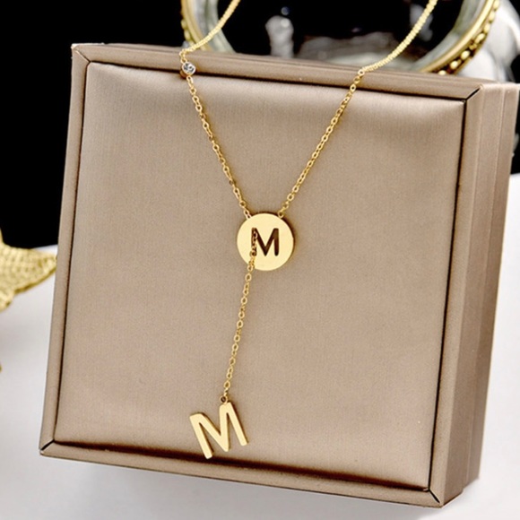 Jewelry | Letter M Initial Gold Drop Necklace | Poshmark